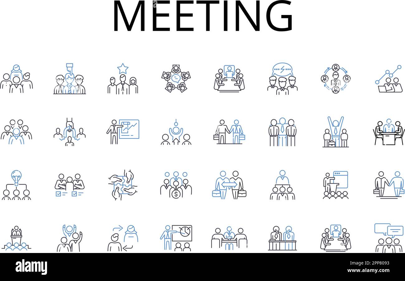 Meeting Line Icons Collection Conference Assembly Session Gathering Summit Encounter
