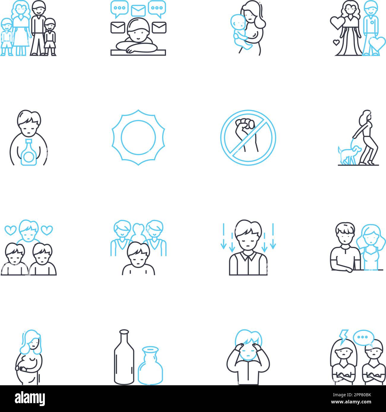 Mental work linear icons set. Concentration, Cognition, Analysis ...