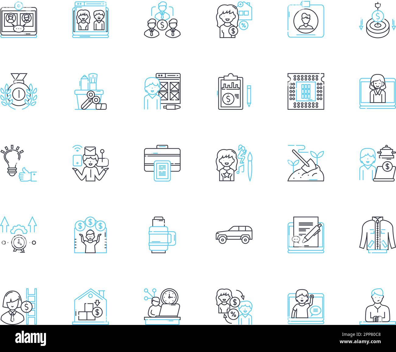 Adverse impact linear icons set. Discrimination, Unfairness, Inequity ...