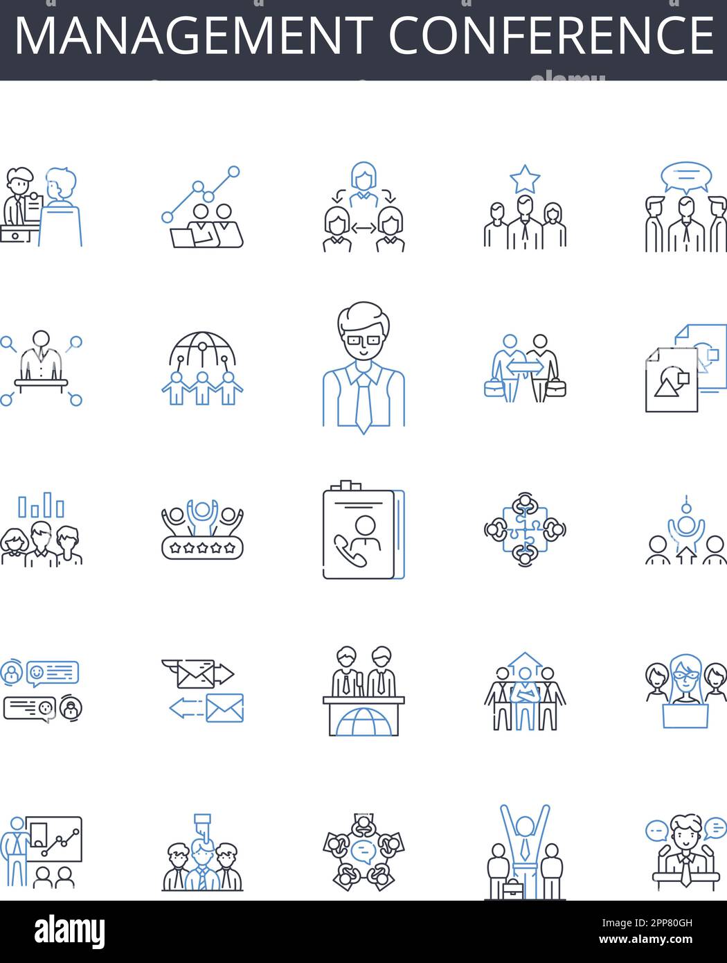 Management Conference Line Icons Collection Data Knowledge Information Technology