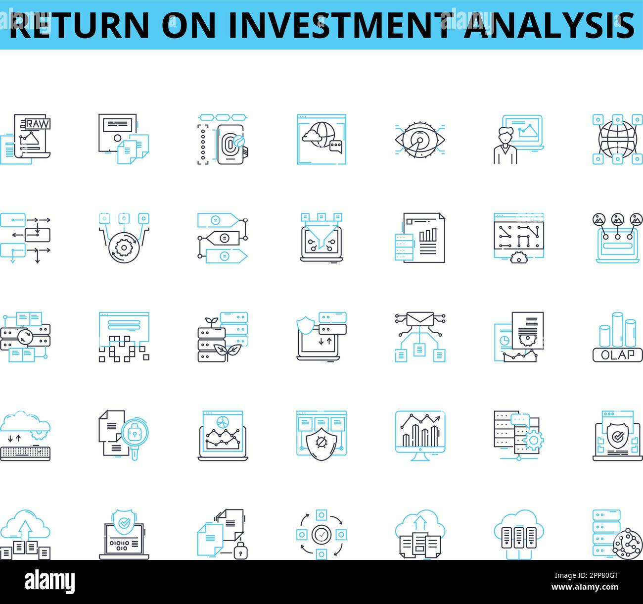 Return on investment analysis linear icons set. Profitability, Capital ...