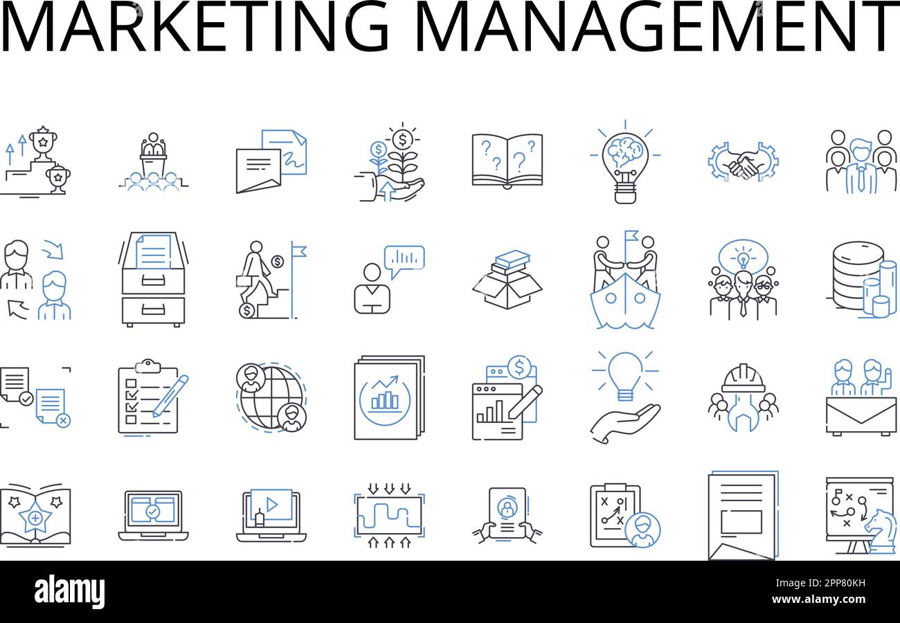 Marketing management line icons collection. Sales strategy, Business ...