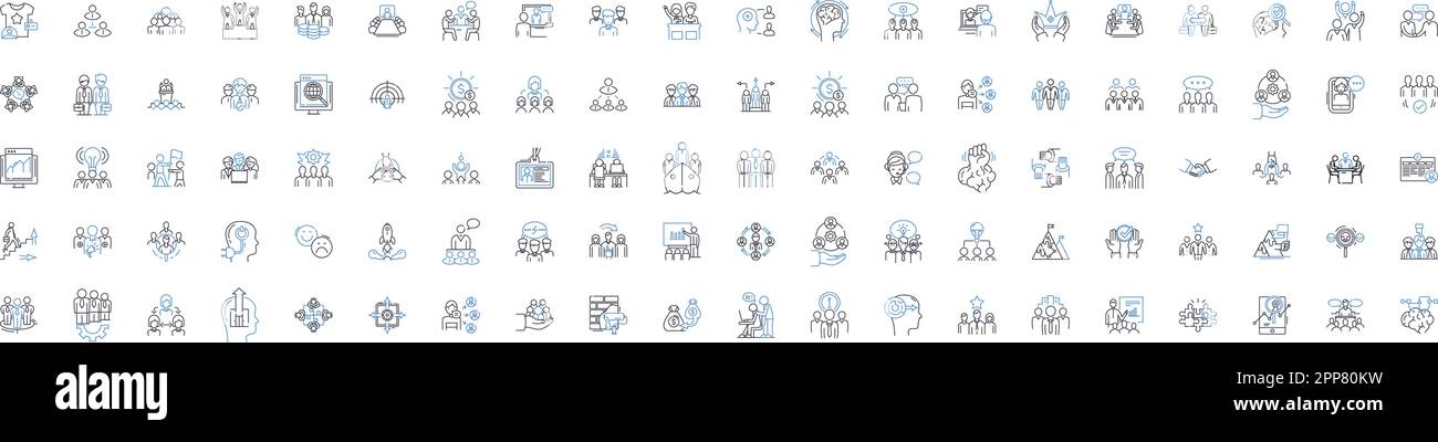 Joint Effort Line Icons Collection Ollaboration Teamwork Cooperation