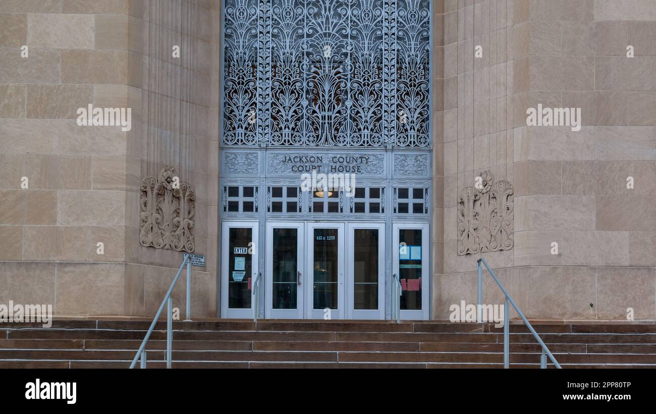 The entrance to Jackson County Courthouse in Kansas City, Missouri, USA ...