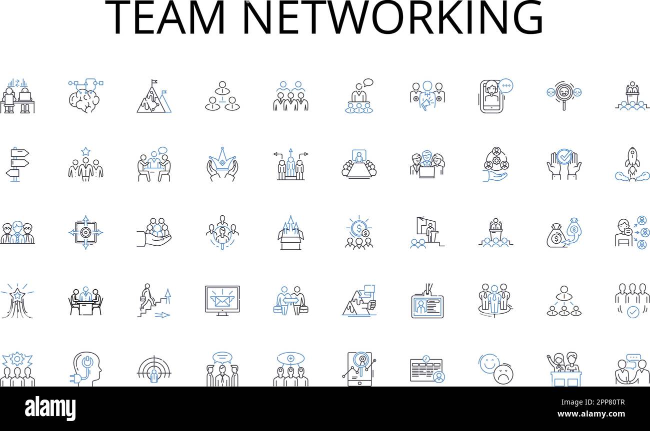 Team networking line icons collection. Speaker, Attendee, Nerking ...