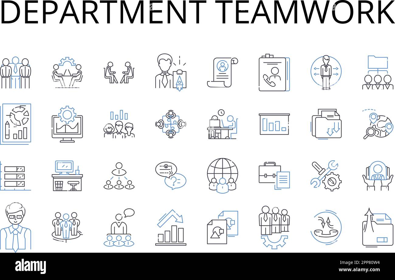 Department teamwork line icons collection. Group collaboration, Team ...