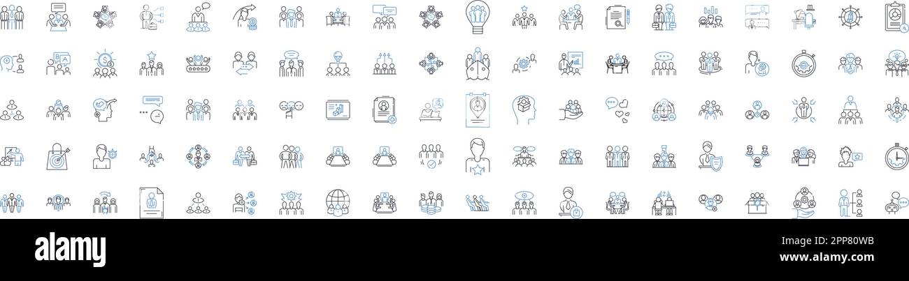 Administration Department Line Icons Collection Management Coordination Organization