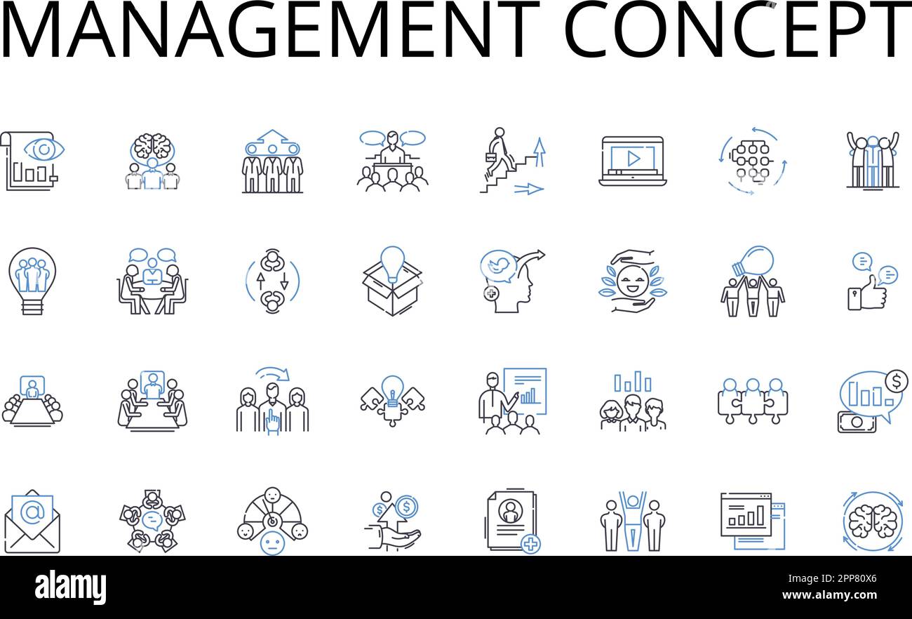 Management concept line icons collection. Leadership theory ...