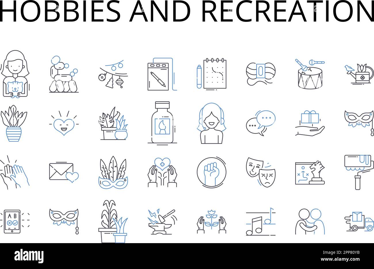 Hobbies and recreation line icons collection. Pastimes, Leisure ...