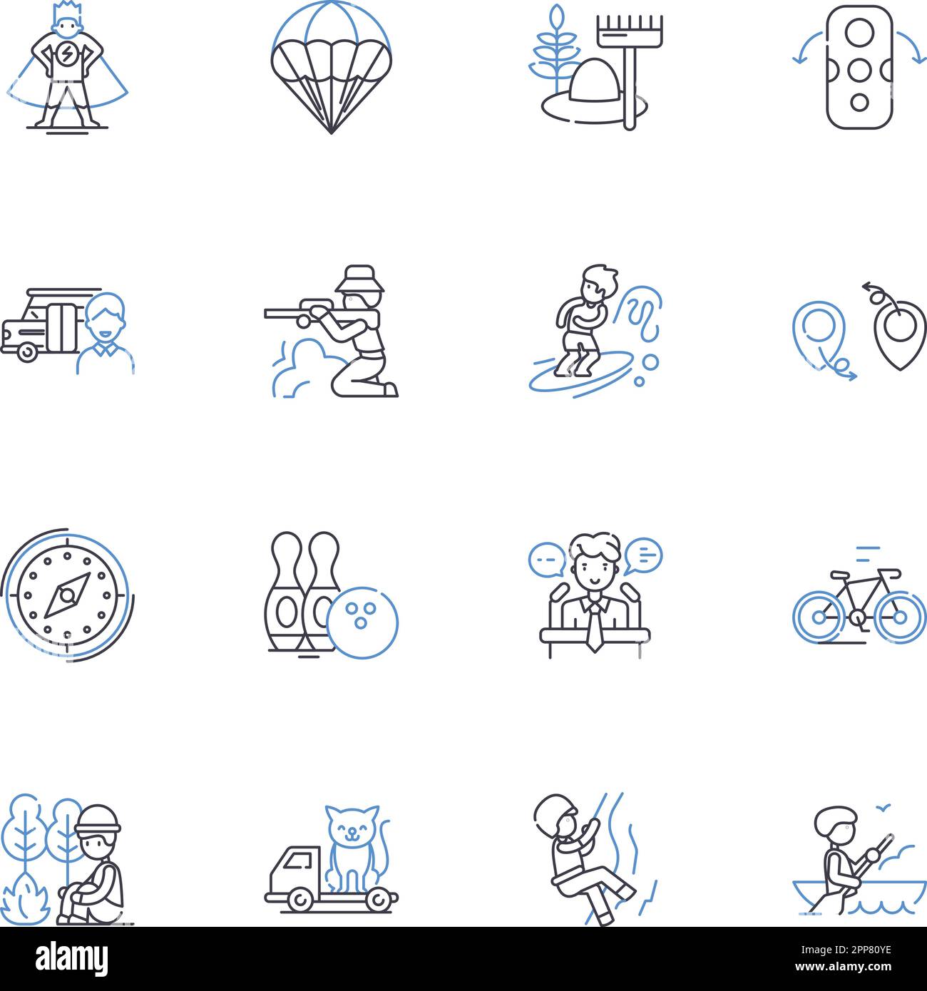 Extreme sports line icons collection. Adrenaline, Intense, Thrilling ...