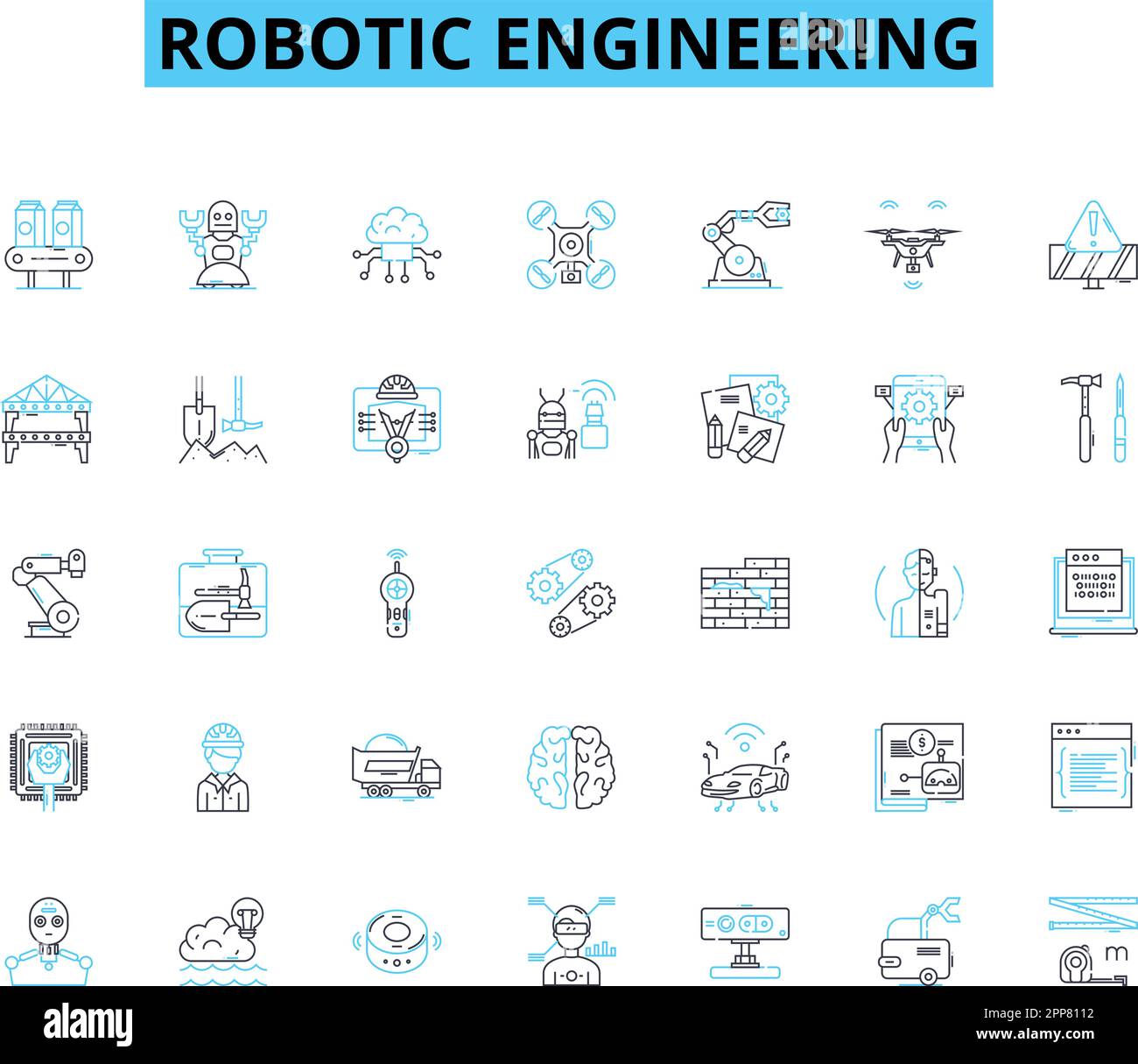Robotic engineering linear icons set. Automation, Robotics, Innovation ... Robotic engineering linear icons set. Automation, Robotics, Innovation ...