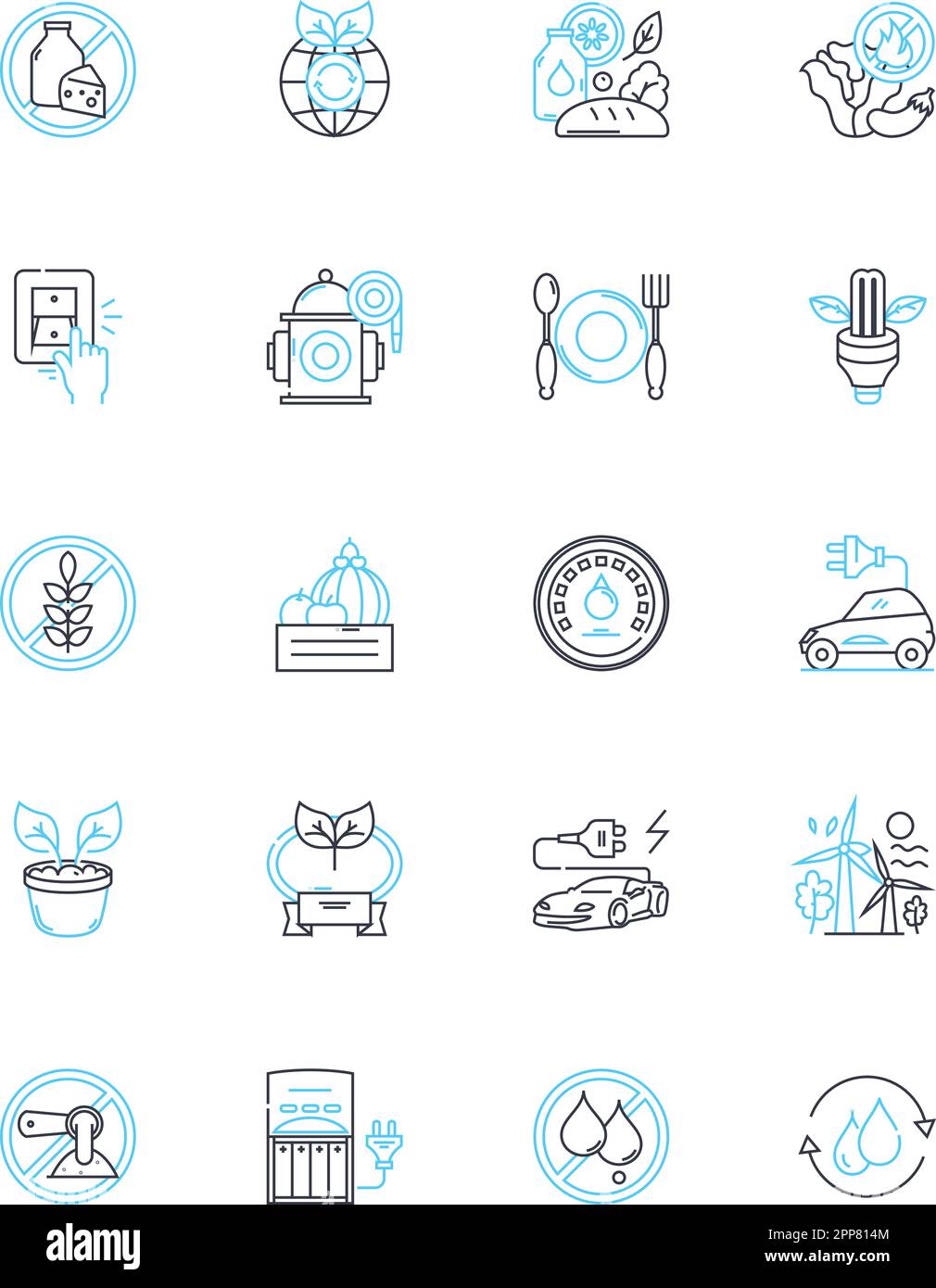 Environmentally-safe energy linear icons set. Renewable, Solar, Wind ...