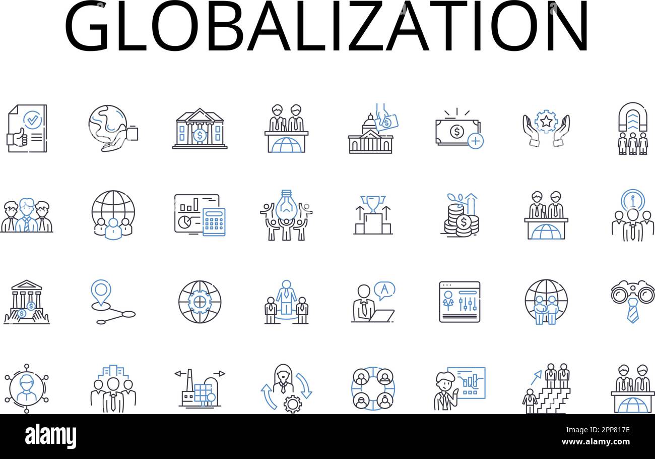 Globalization Line Icons Collection Urbanization Digitization Modernization