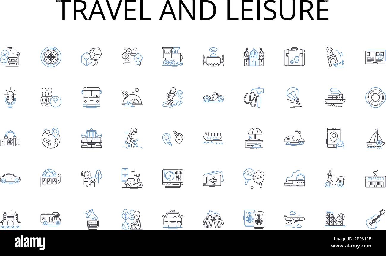 Travel and leisure line icons collection. Investment, Exchange, Shares ...