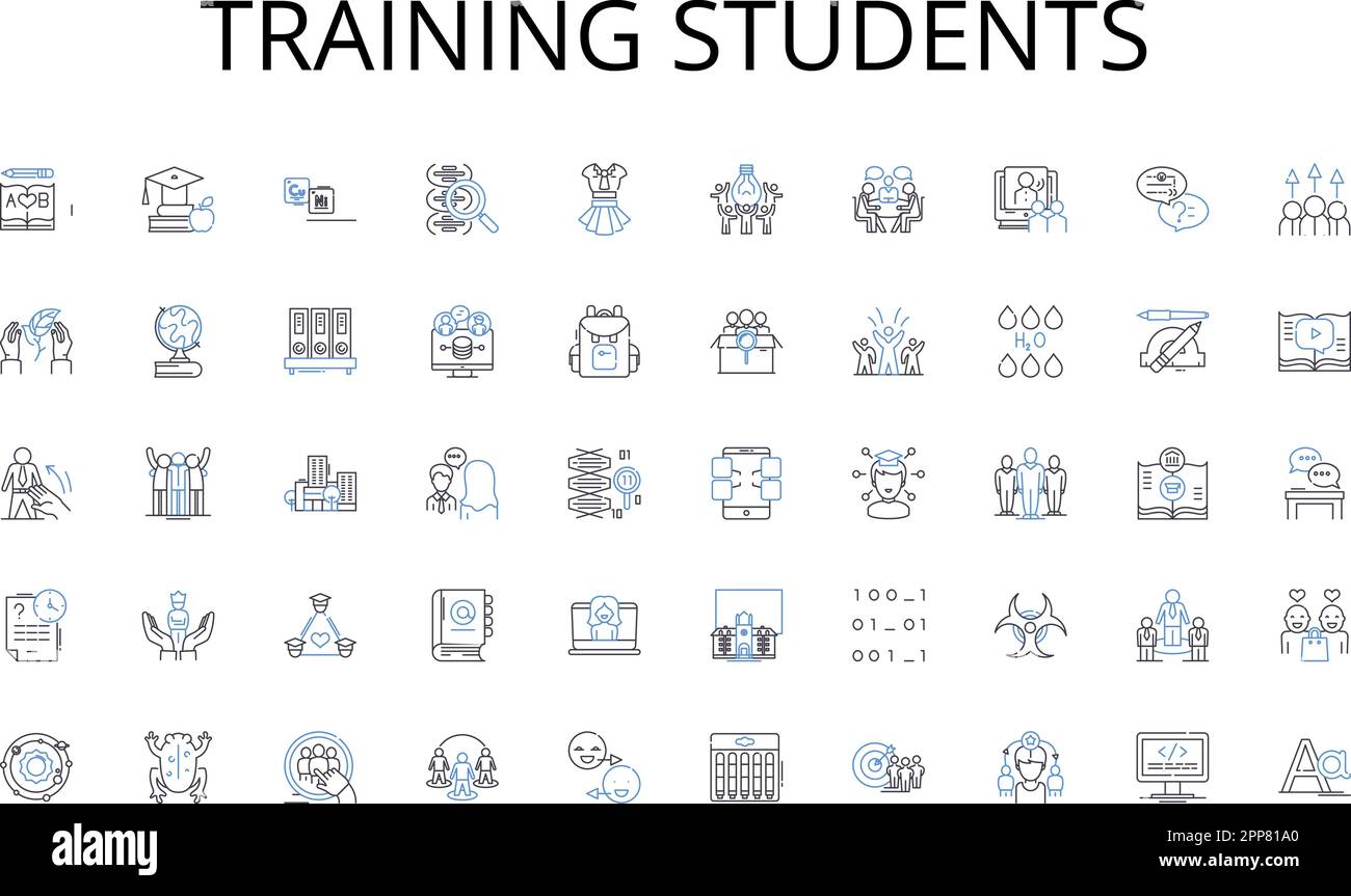 Training students line icons collection. Analytics, Statistics, Metrics ...