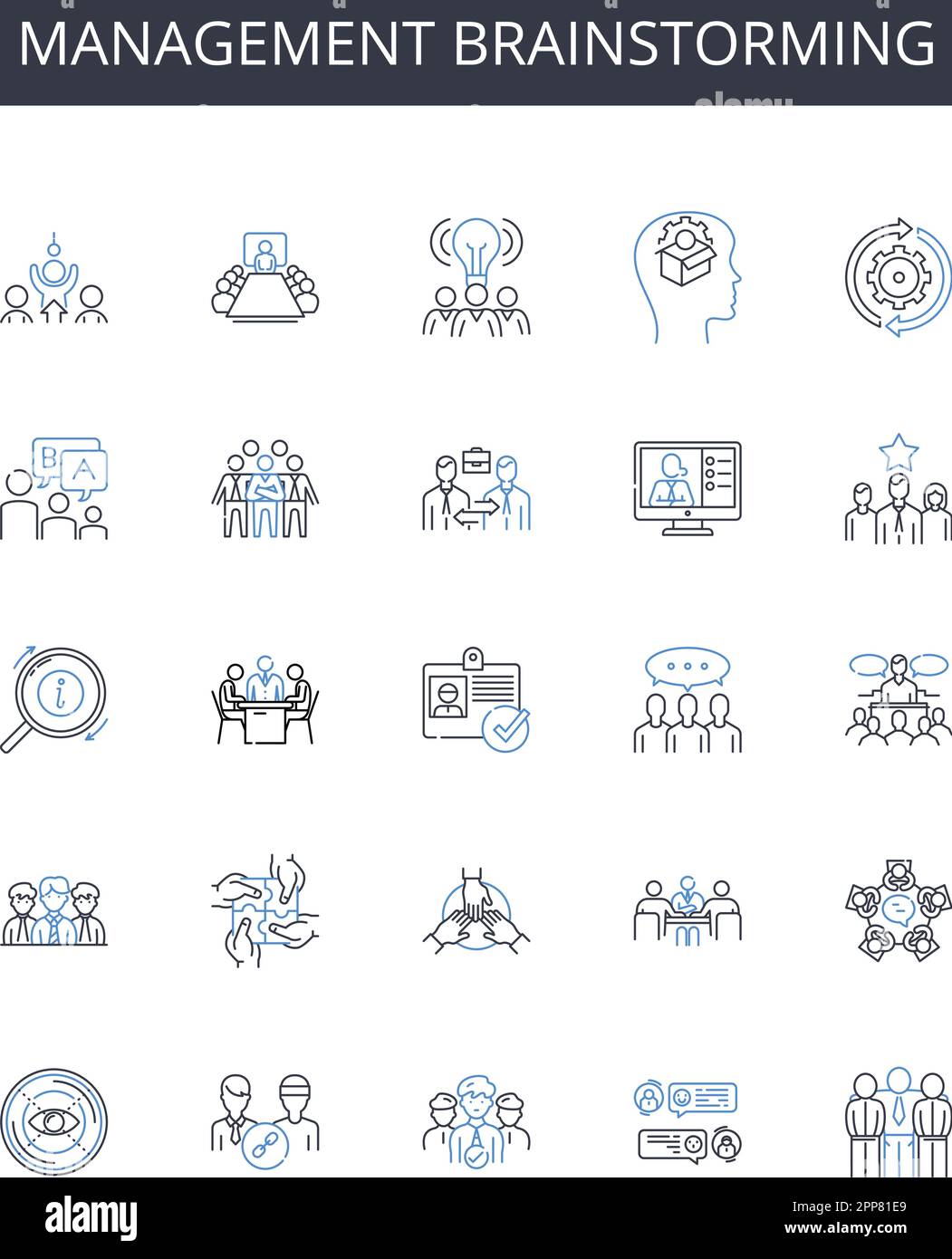 Management Brainstorming Line Icons Collection Leadership Innovation