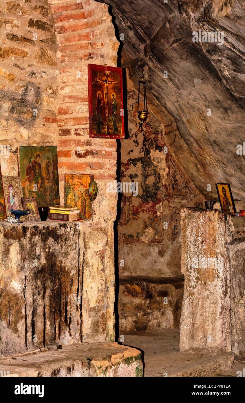 Athens, Greece - March 26, 2023: Inside the monastery enclosed by ...