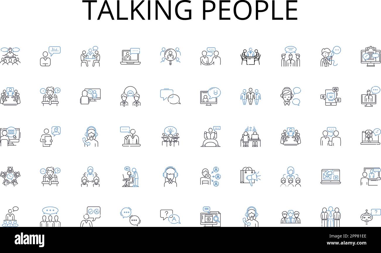 Talking people line icons collection. Classroom, Teamwork ...