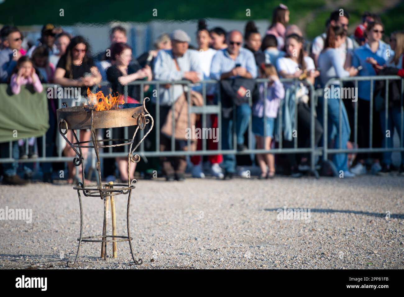 Re-enactment of a ceremony of ancient Rome, The holy fire. Figures from ...