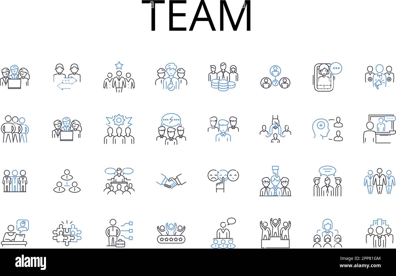 Team line icons collection. Squad, Group, Gang, Unit, Troop, Company ...