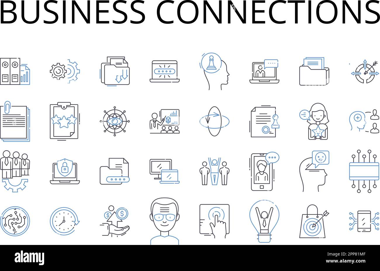 Business connections line icons collection. Professional contacts ...