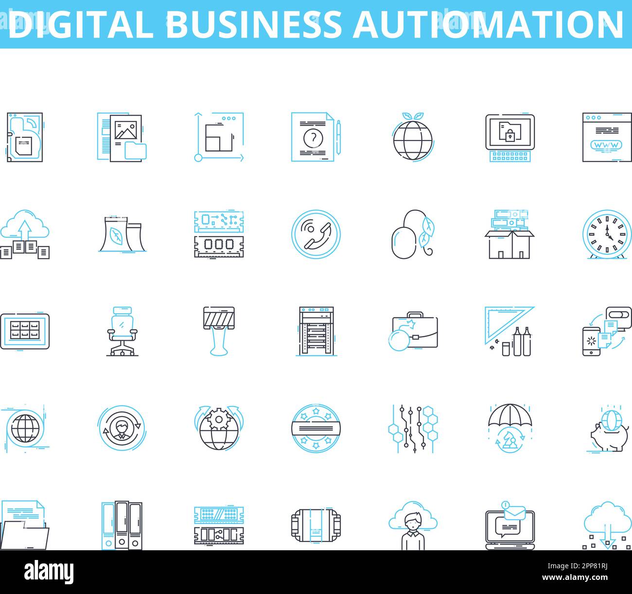 Digital business autiomation linear icons set. Efficiency, Streamline ... Digital business autiomation linear icons set. Efficiency, Streamline ...