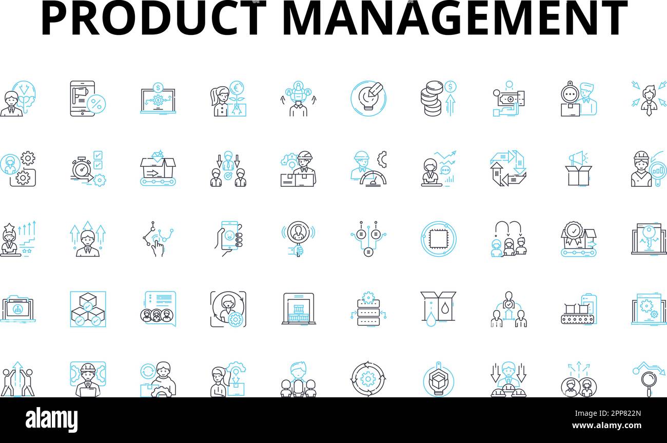 Product management linear icons set. strategy, roadmap, prioritization ...