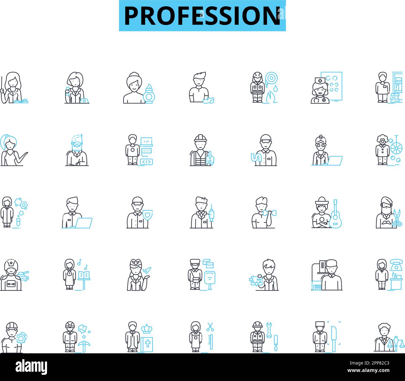 Profession linear icons set. Lawyer, Doctor, Engineer, Accountant ...