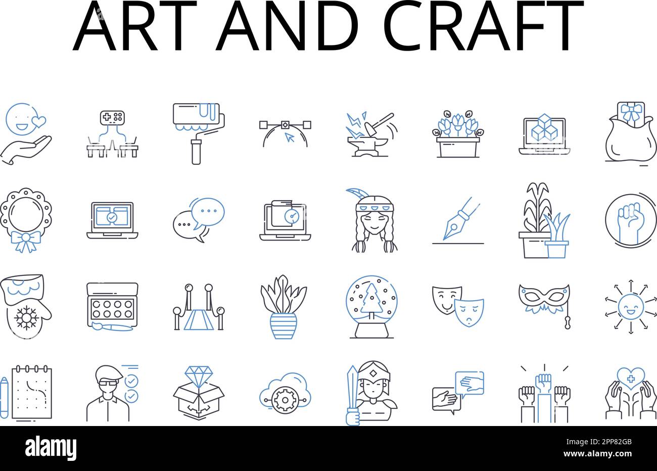 Art and craft line icons collection. Handiwork, Creation, Design, Skill ...