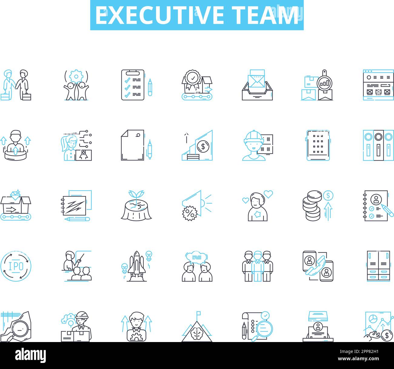 Executive team linear icons set. Leadership, Decision-making, Vision ...