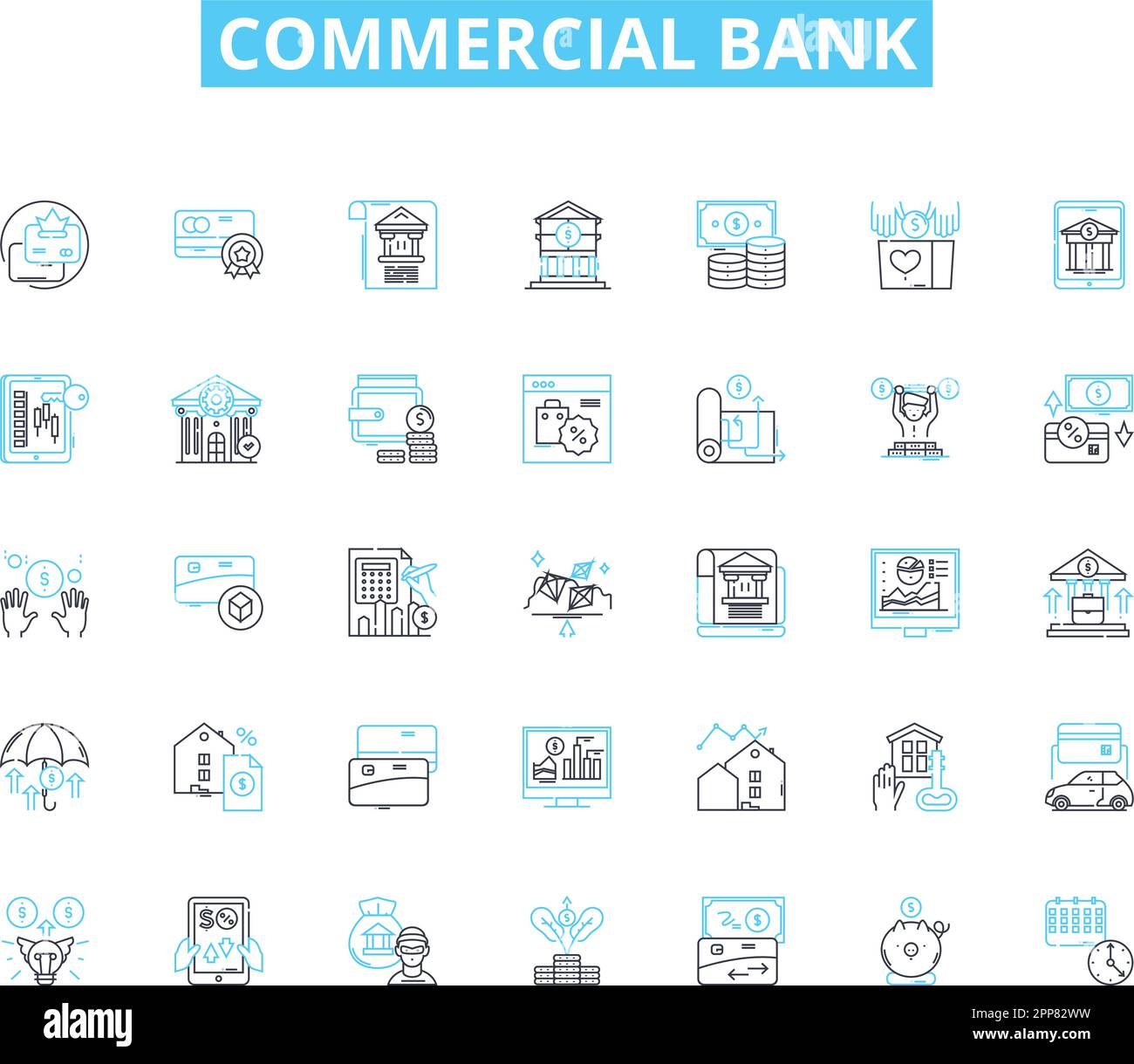 Commercial bank linear icons set. Deposits, Loans, Interest, Capital ...