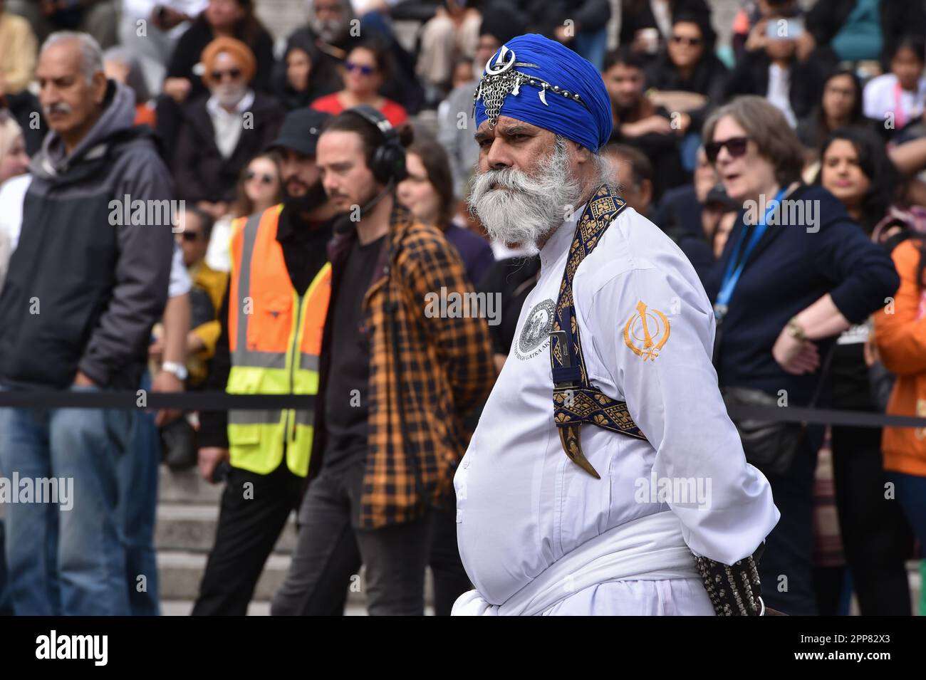 London, England, UK. 22nd Apr, 2023. Sikhs celebrate the Vaisakhi ...