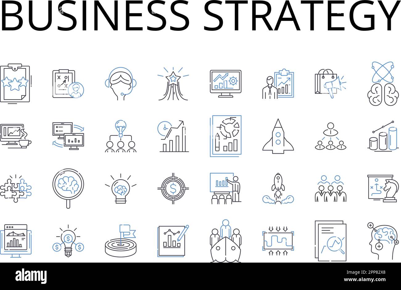 Business strategy line icons collection. Marketing plan, Accounting ...