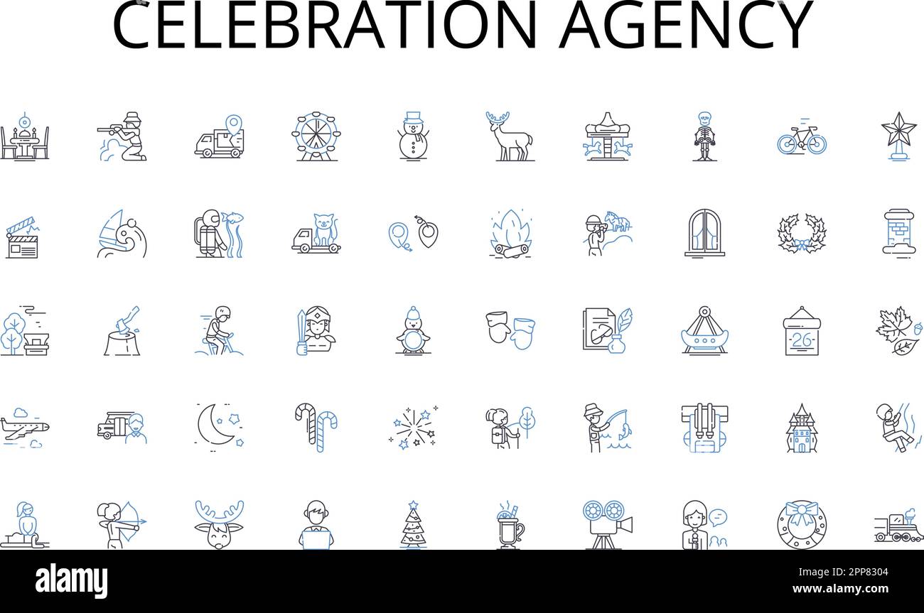 Celebration agency line icons collection. Engagement, Communication ...