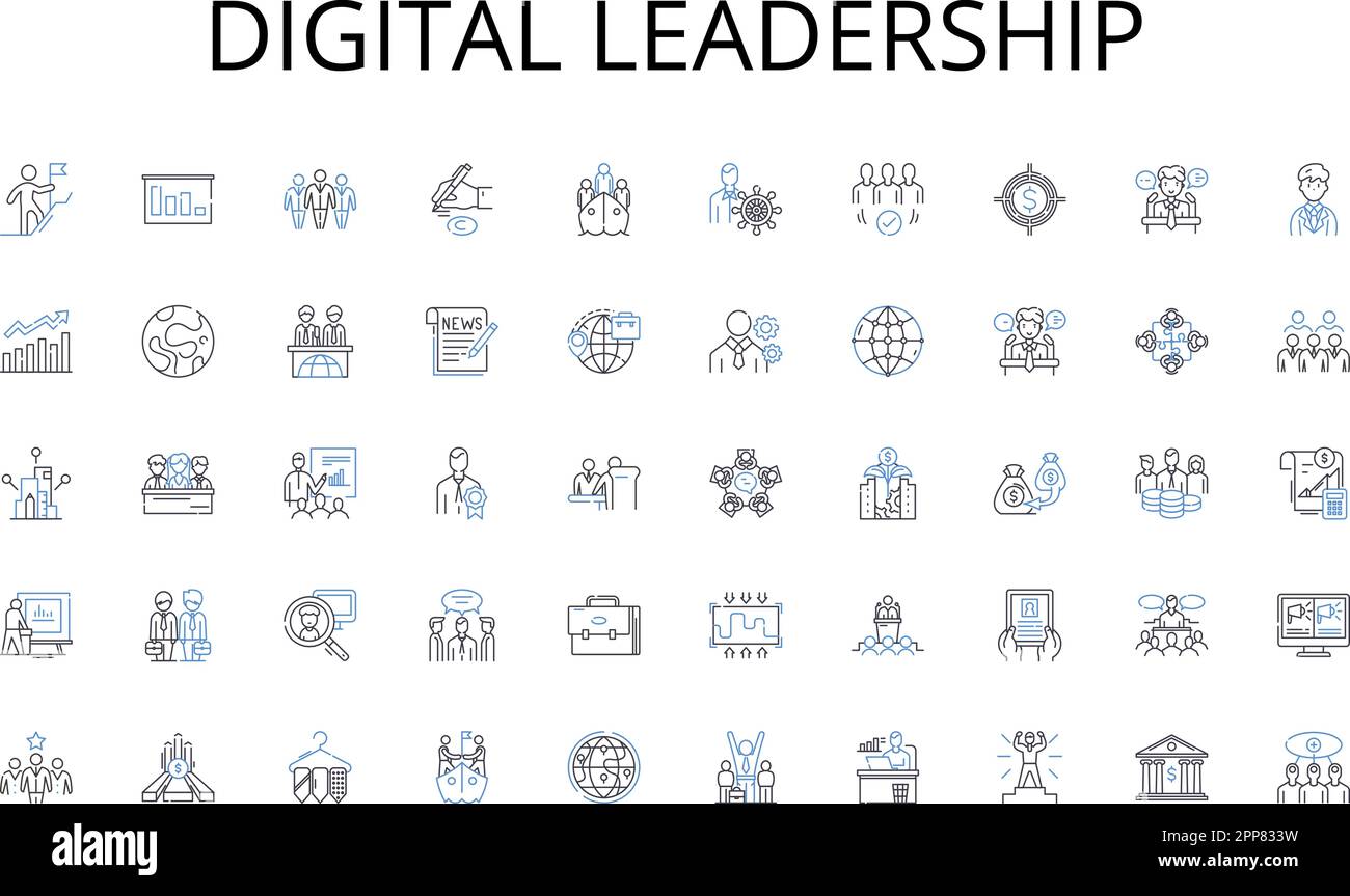 Digital leadership line icons collection. Encryption, Firewall, Breach ...