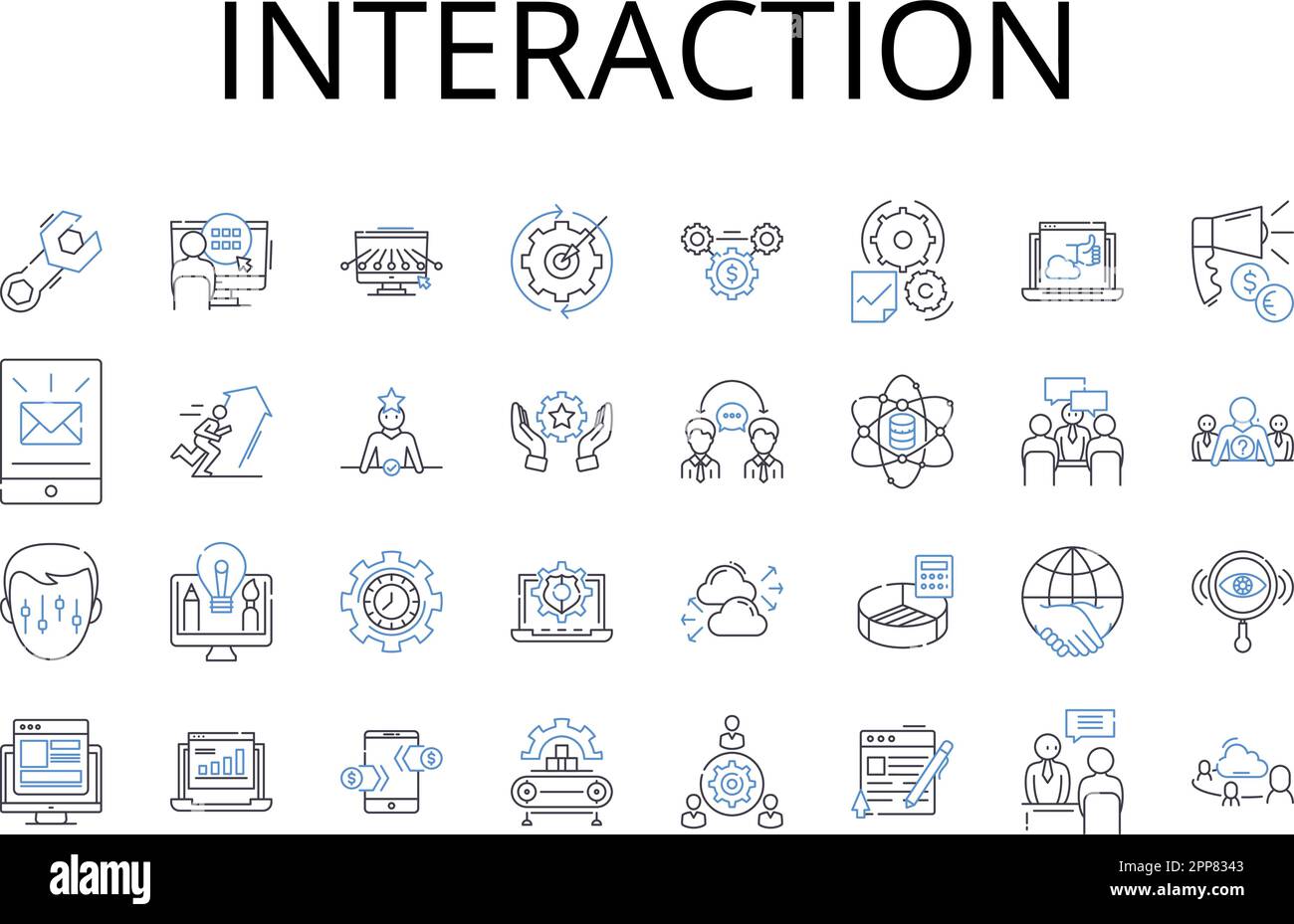 Interaction Line Icons Collection Communication Collaboration Connection Engagement