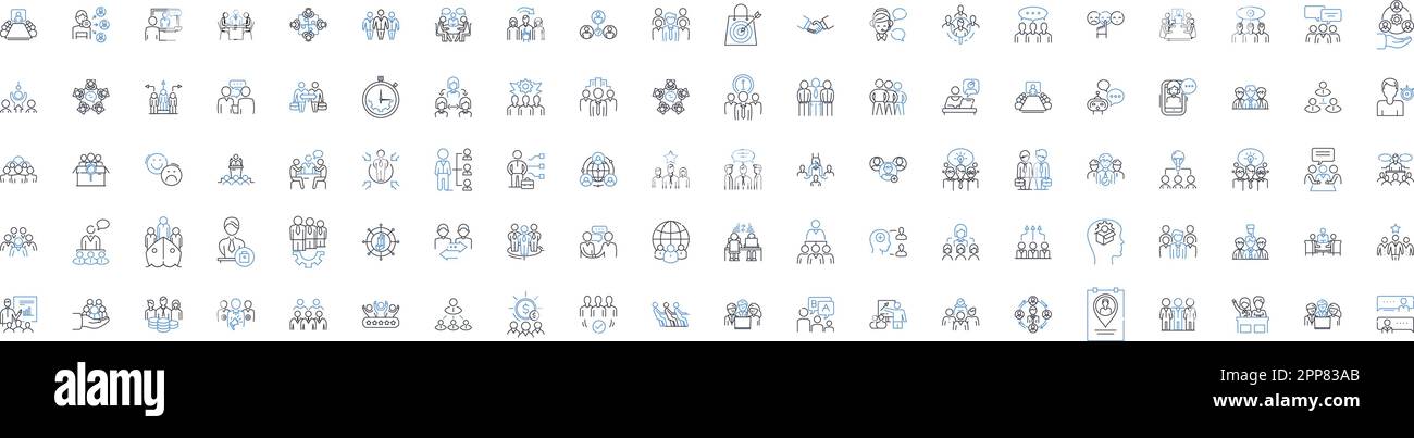 Efficient Collaboration Line Icons Collection Teamwork Synergy Coordination Communication