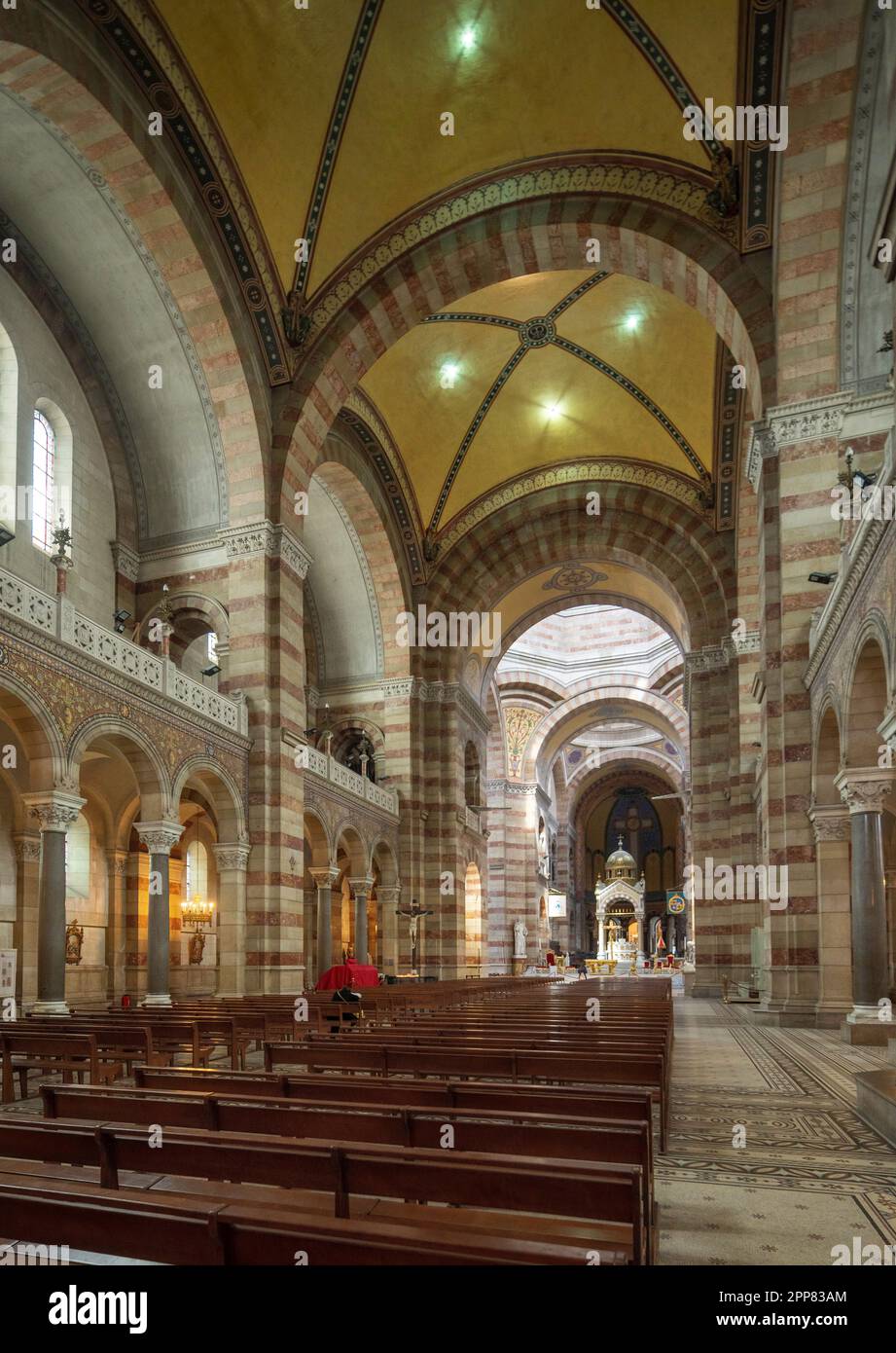 nave, Byzantine style Marseille Cathedral, Marseille, France Stock ... nave, Byzantine style Marseille Cathedral, Marseille, France Stock ...