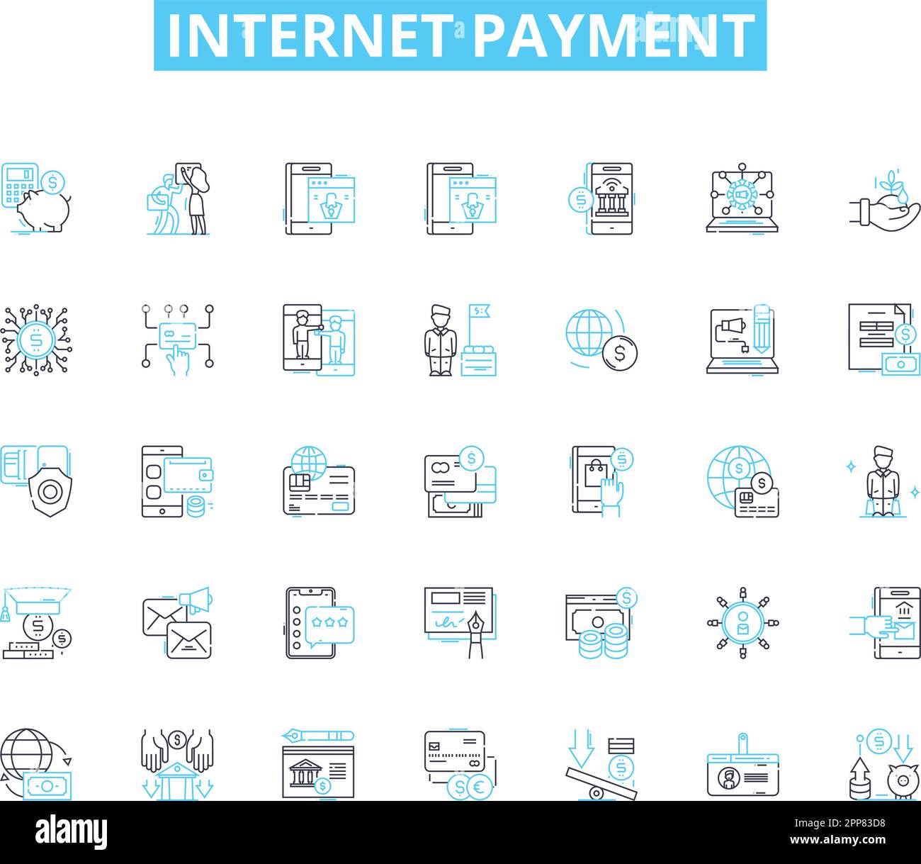 Internet Payment Linear Icons Set E Wallet Cybercash Digital Currency Paypal Cryptocurrency