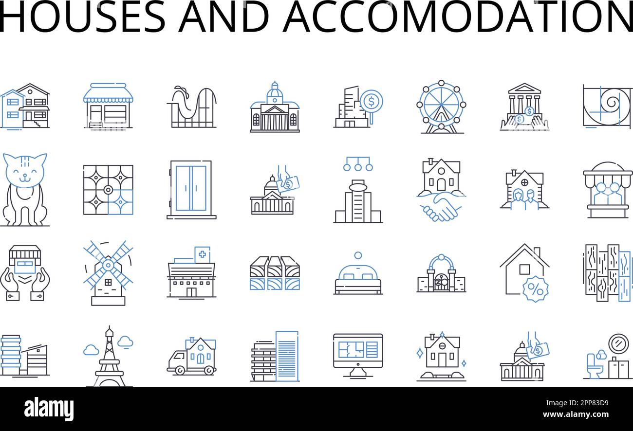 Houses and accomodation line icons collection. Residences, Dwellings ...