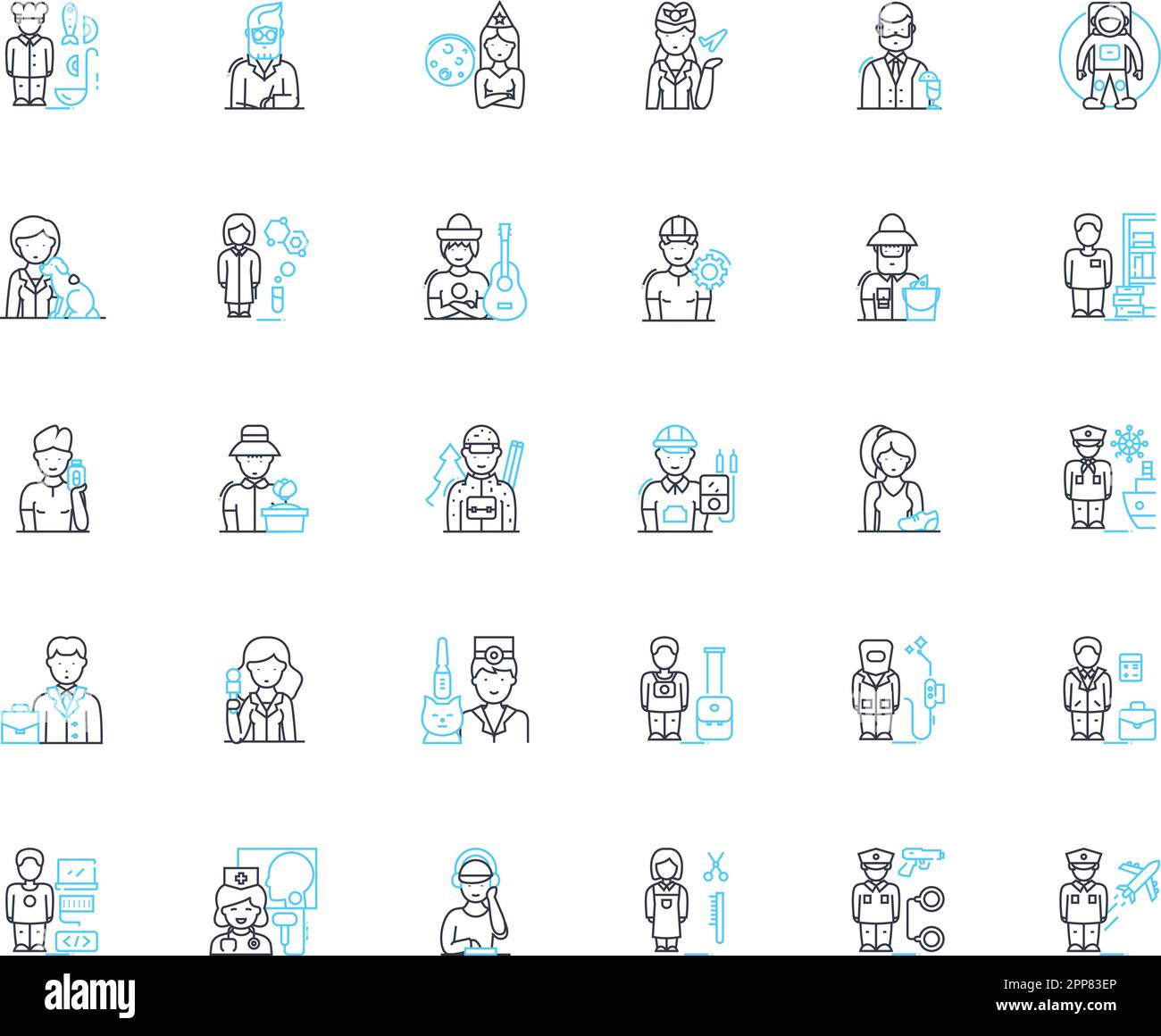 Occupational pathways linear icons set. Career, Job, Profession ...