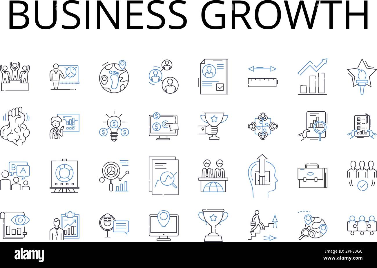 Business growth line icons collection. Career advancement, Company ... Business growth line icons collection. Career advancement, Company ...