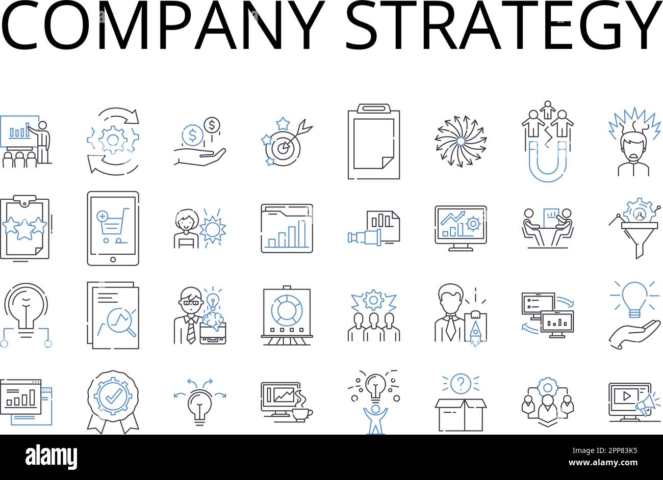 Company strategy line icons collection. Marketing plan, Business model ...
