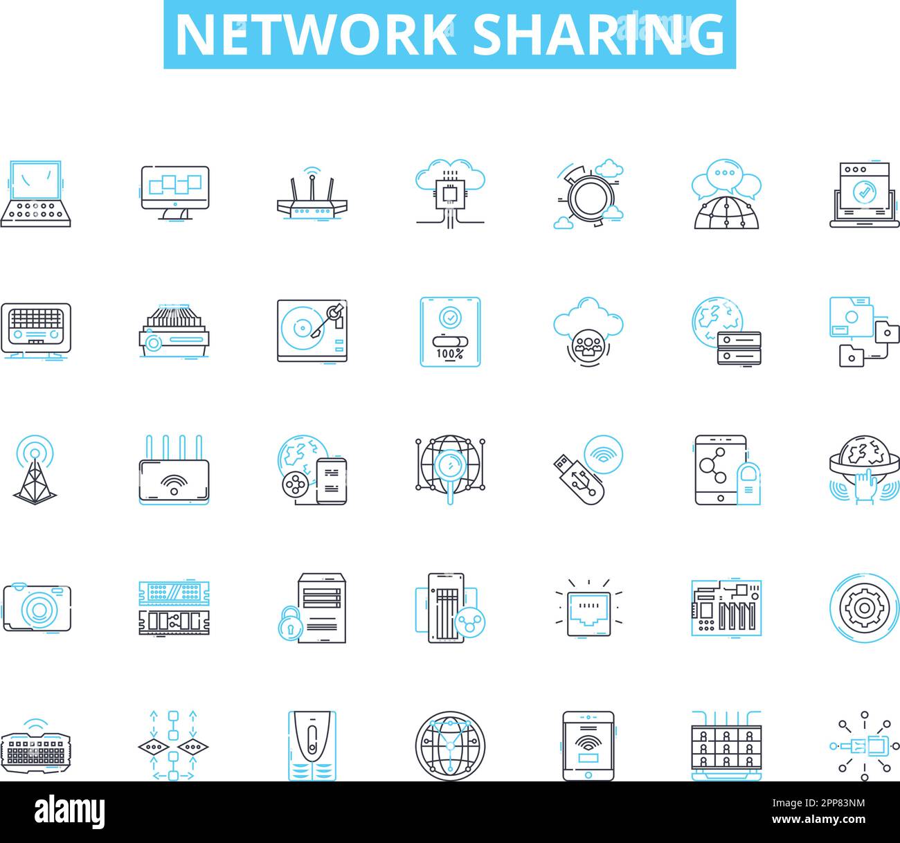 Network sharing linear icons set. Collaboration, Connectivity, Data ... Network sharing linear icons set. Collaboration, Connectivity, Data ...