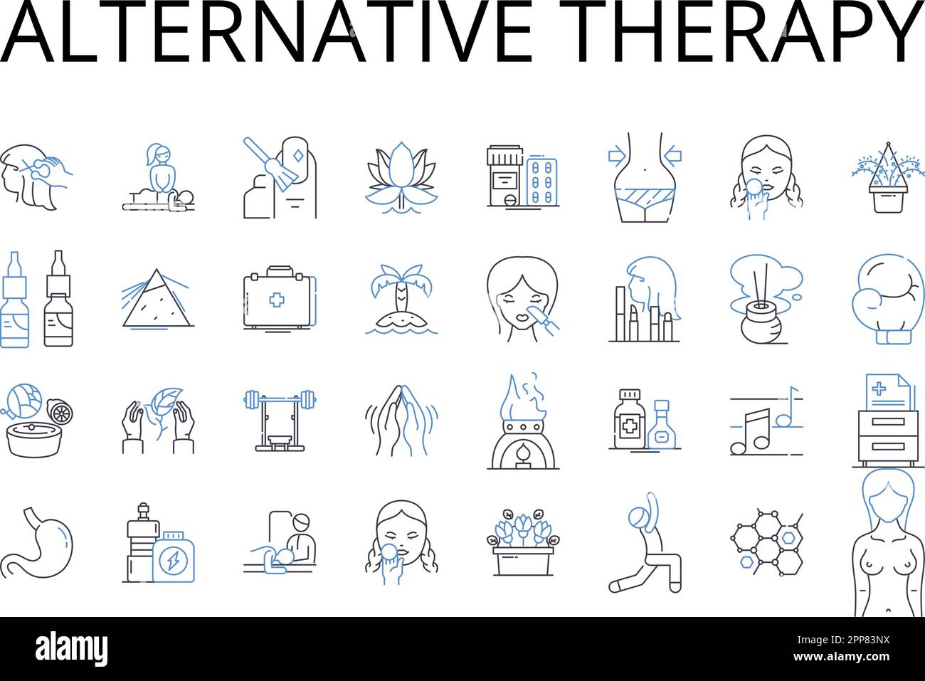 Alternative therapy line icons collection. Contemporary medicine, Novel ...
