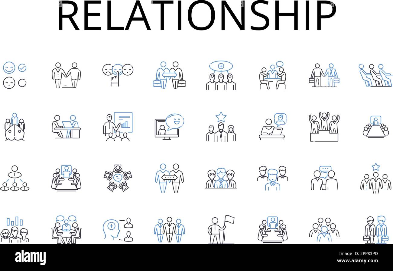 Relationship line icons collection. Friendship, Kinship, Partnership ...