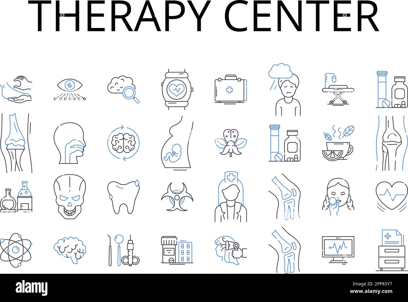 Therapy center line icons collection. Health clinic, Wellness spa ...