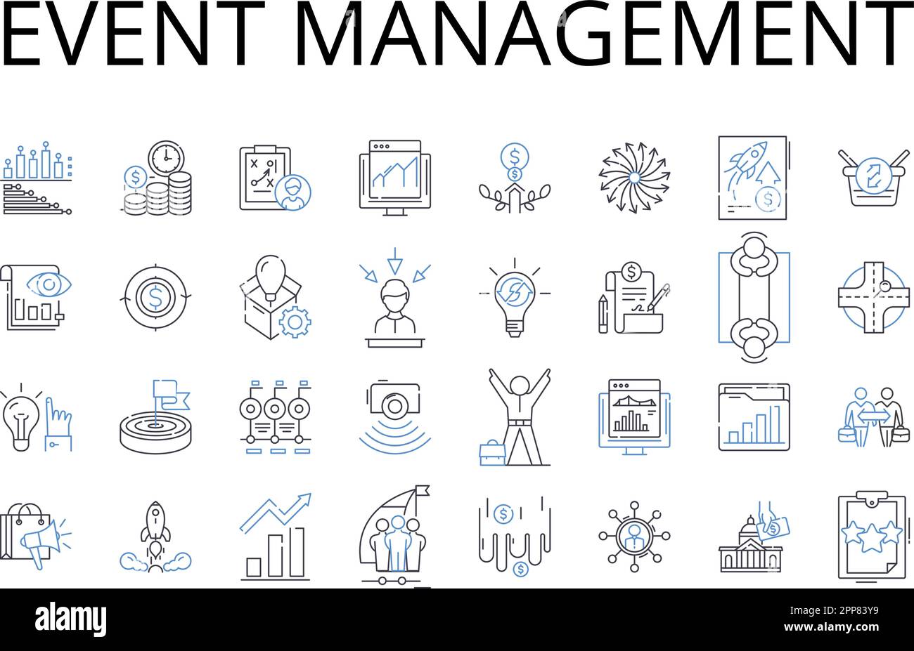 Event Management line icons collection. Project Planning, Business ...