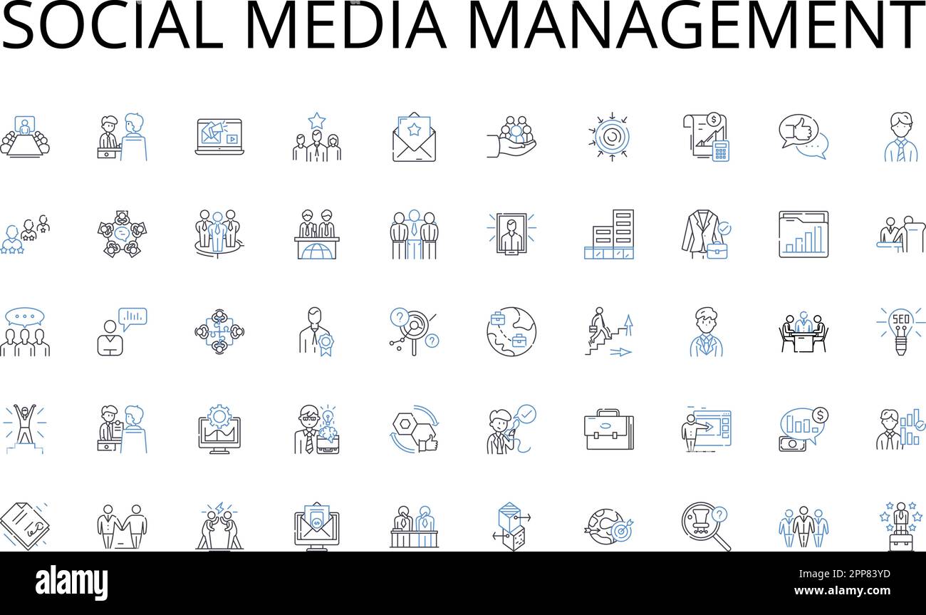 Social media management line icons collection. Strategy, Collaboration ... Social media management line icons collection. Strategy, Collaboration ...