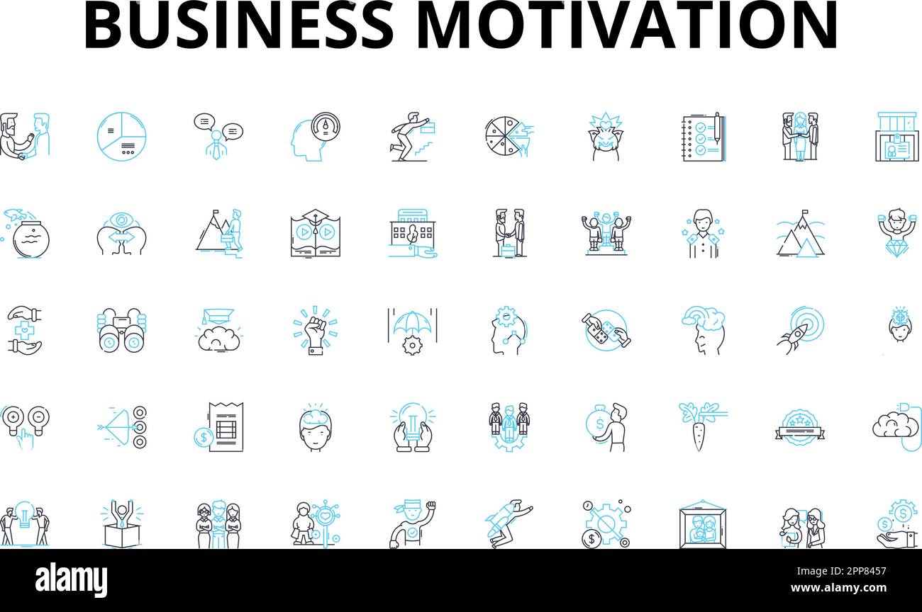 Business motivation linear icons set. Ambition, Drive, Tenacity ...